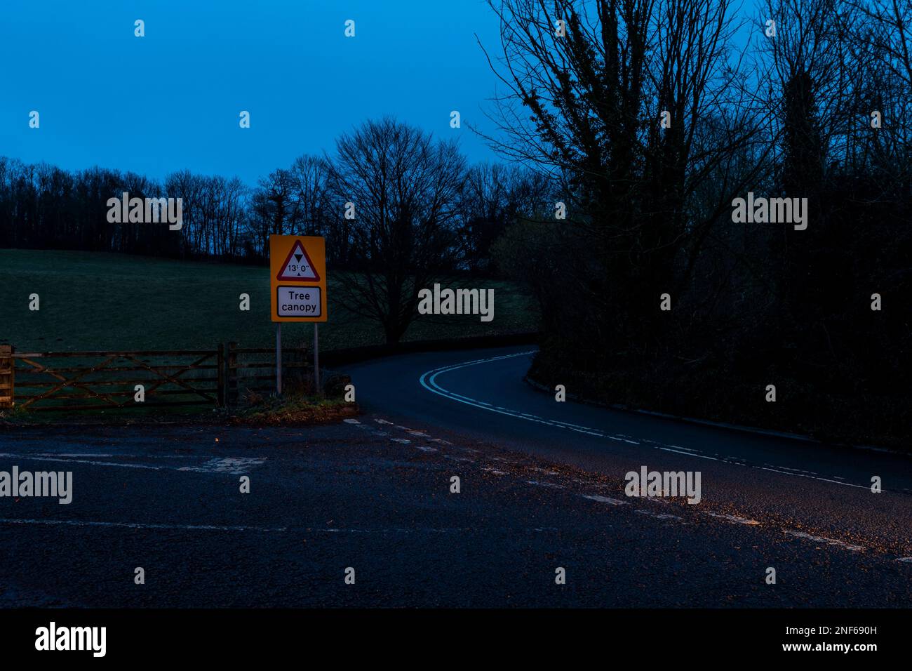 A road sign on the A466 at St Arvans, Monmouthshire warning of a low ...