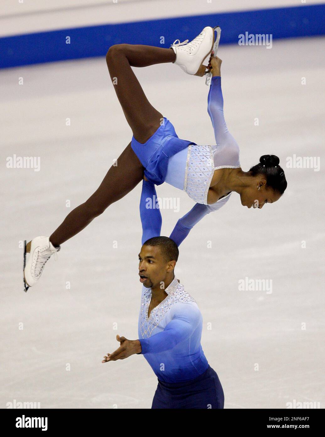 Vanessa James and Yannick Bonheur of France, skate during the pairs ...