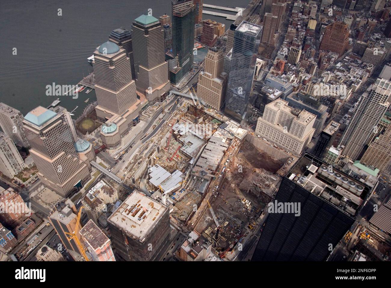 The World Trade Center site, lower center, is shown in this aerial ...