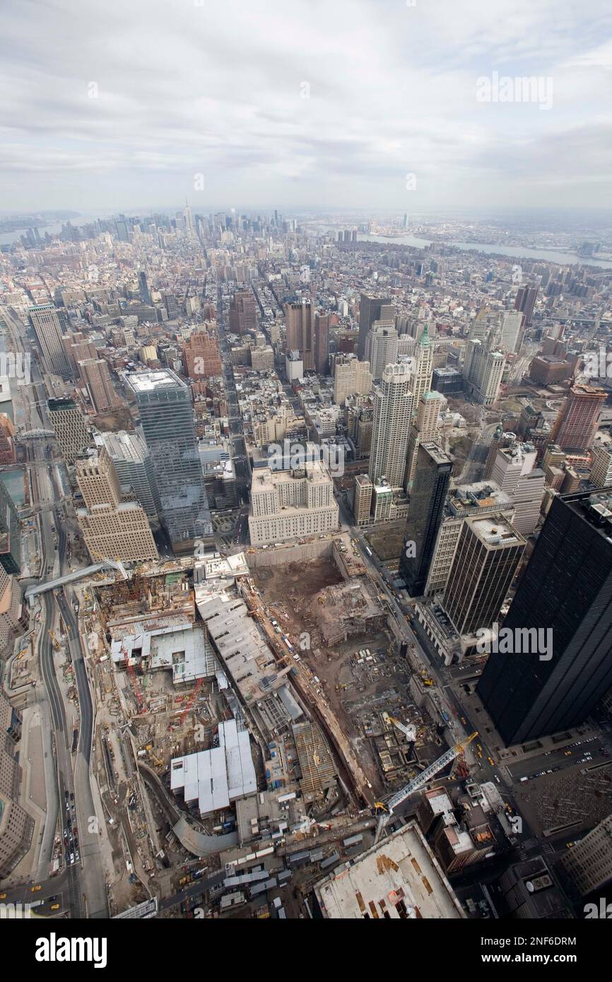 The World Trade Center site, bottom, is shown in this aerial photo ...