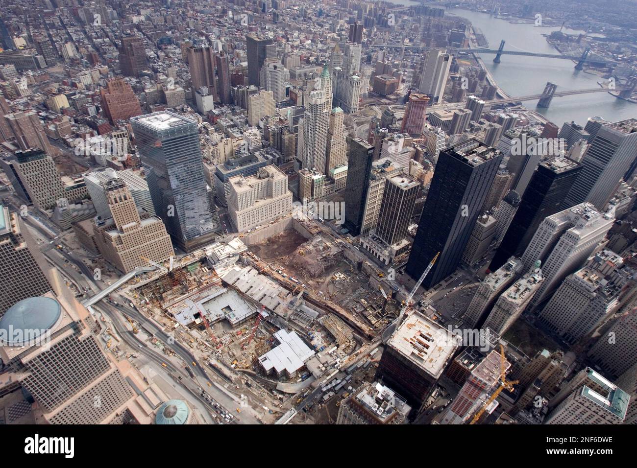 The World Trade Center site, lower center, is shown in this aerial ...