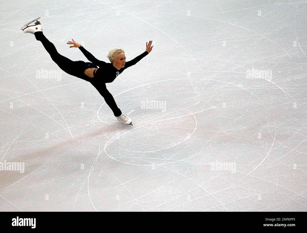 Annette Dytrt of Germany skates uring practice for the World Figure ...