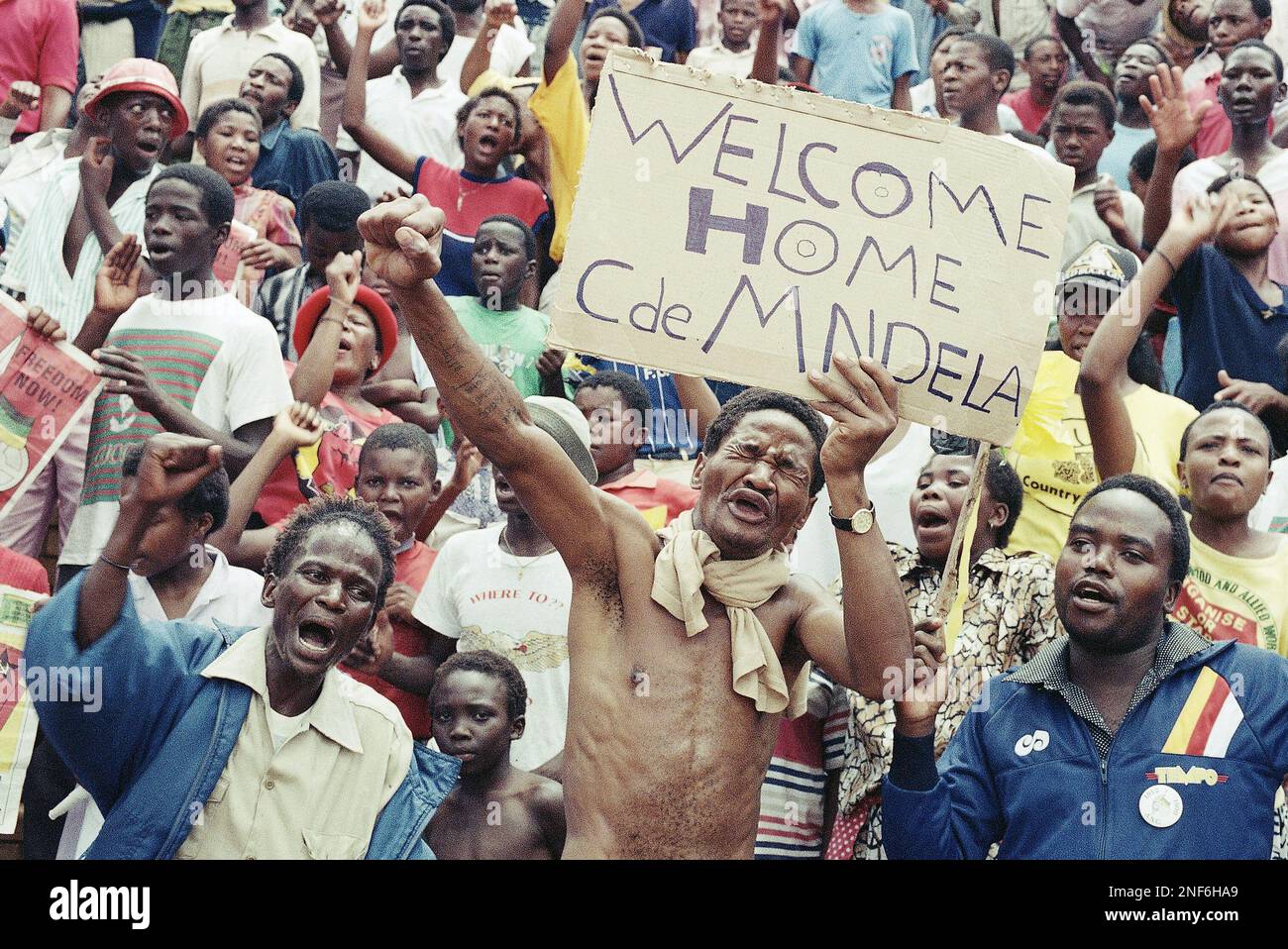 Some of the 20,000 jubilant ANC supporters who gathered on Sunday, Feb ...