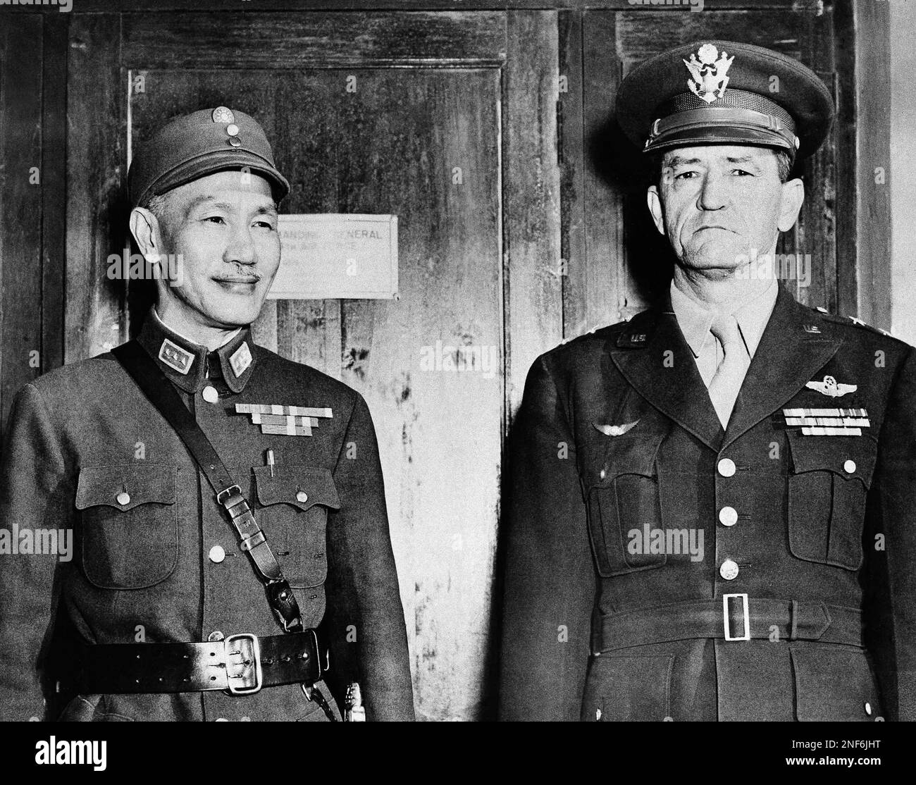 Generalissimo Chiang Kai Shek poses with Major General C.L. Chennault ...