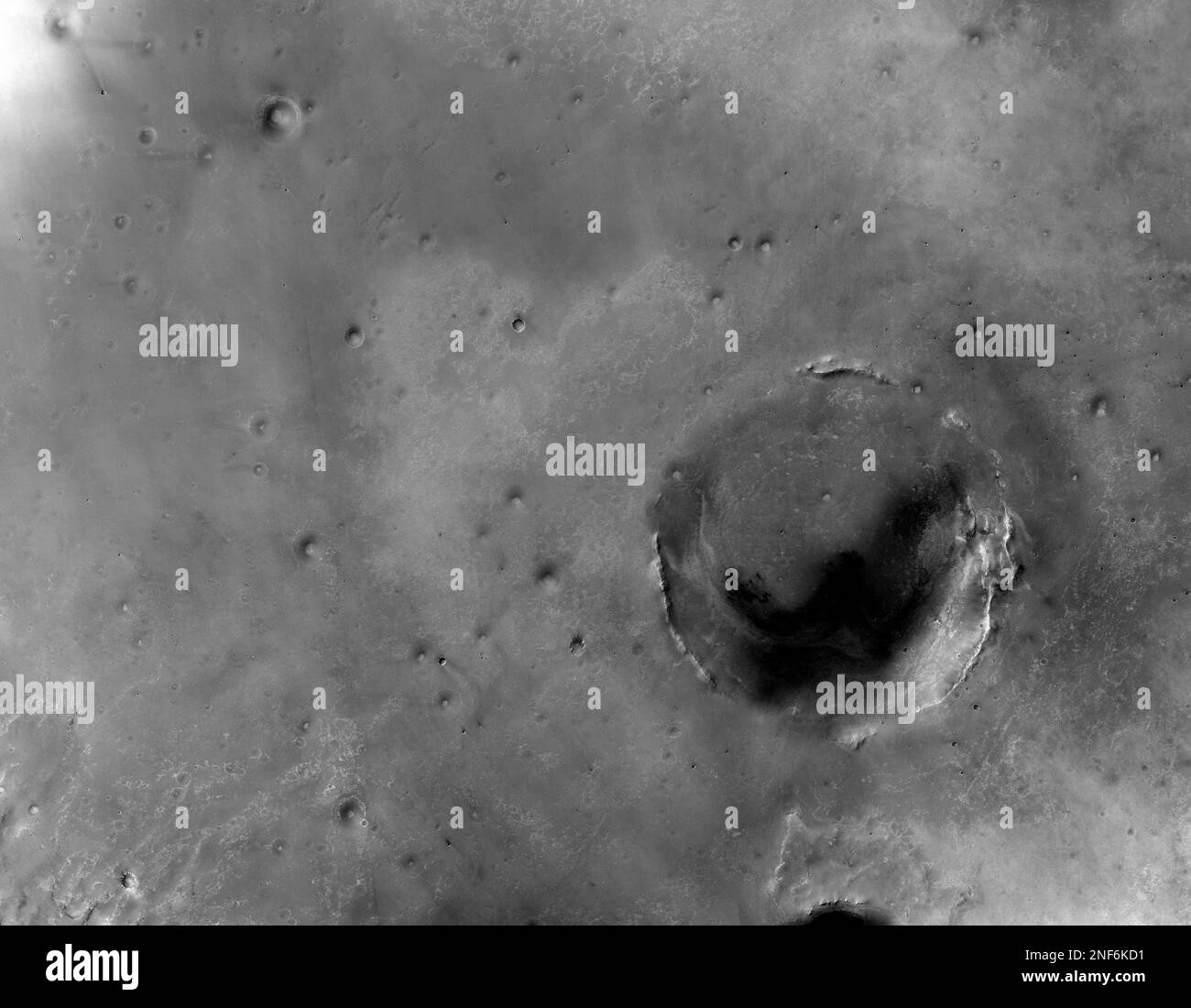 An image released by Nasa shows the Endeavor crater on Mars viewed from ...