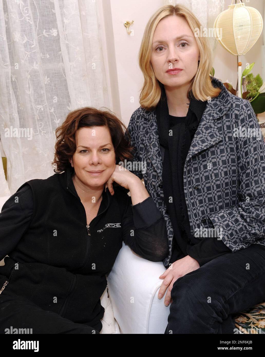 Actors Marcia Gay Harden, left, and Hope Davis pose backstage at the ...