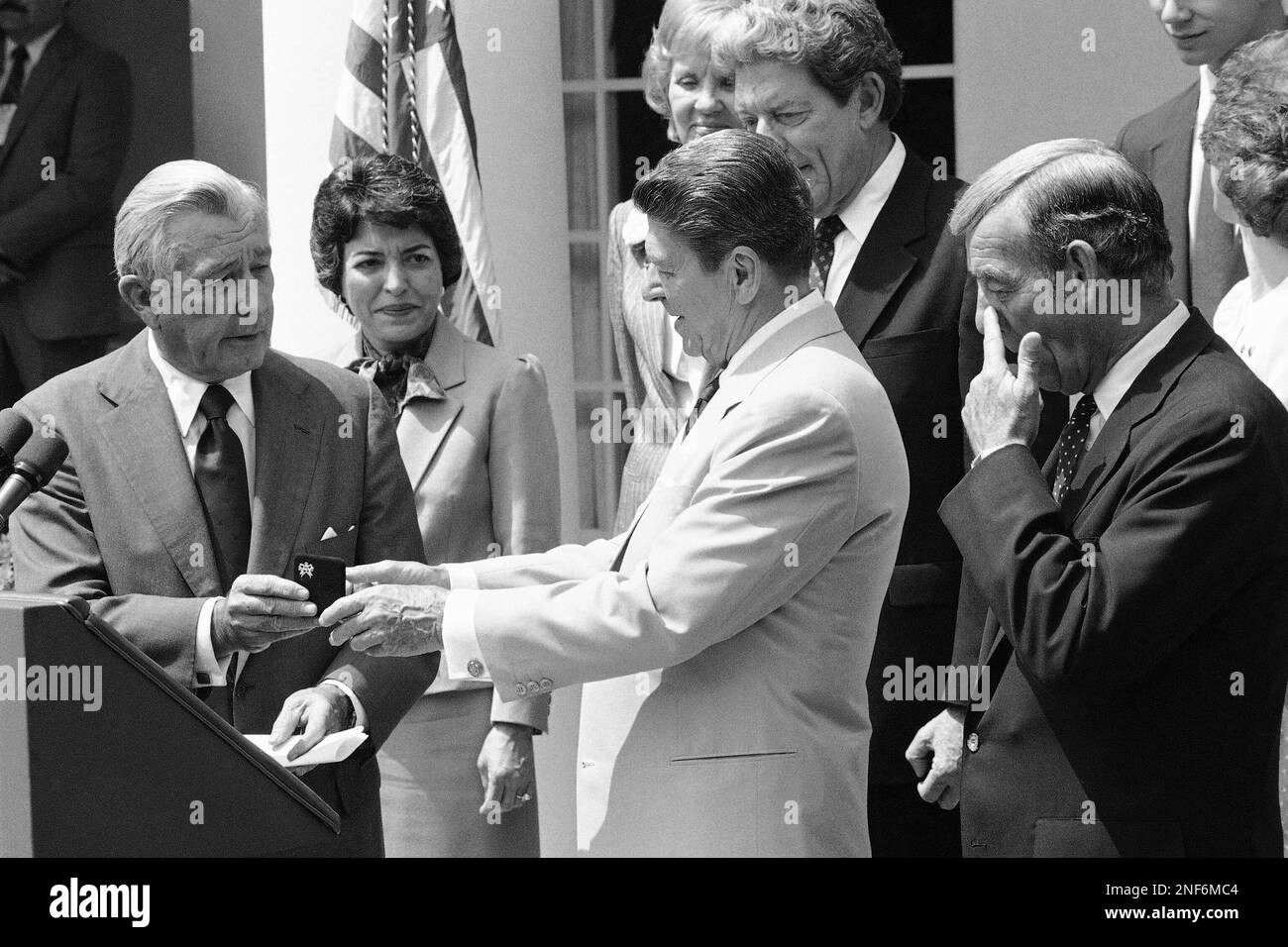 Treasury Secretary Donald Regan, left, with U.S. Treasurer Katherine ...