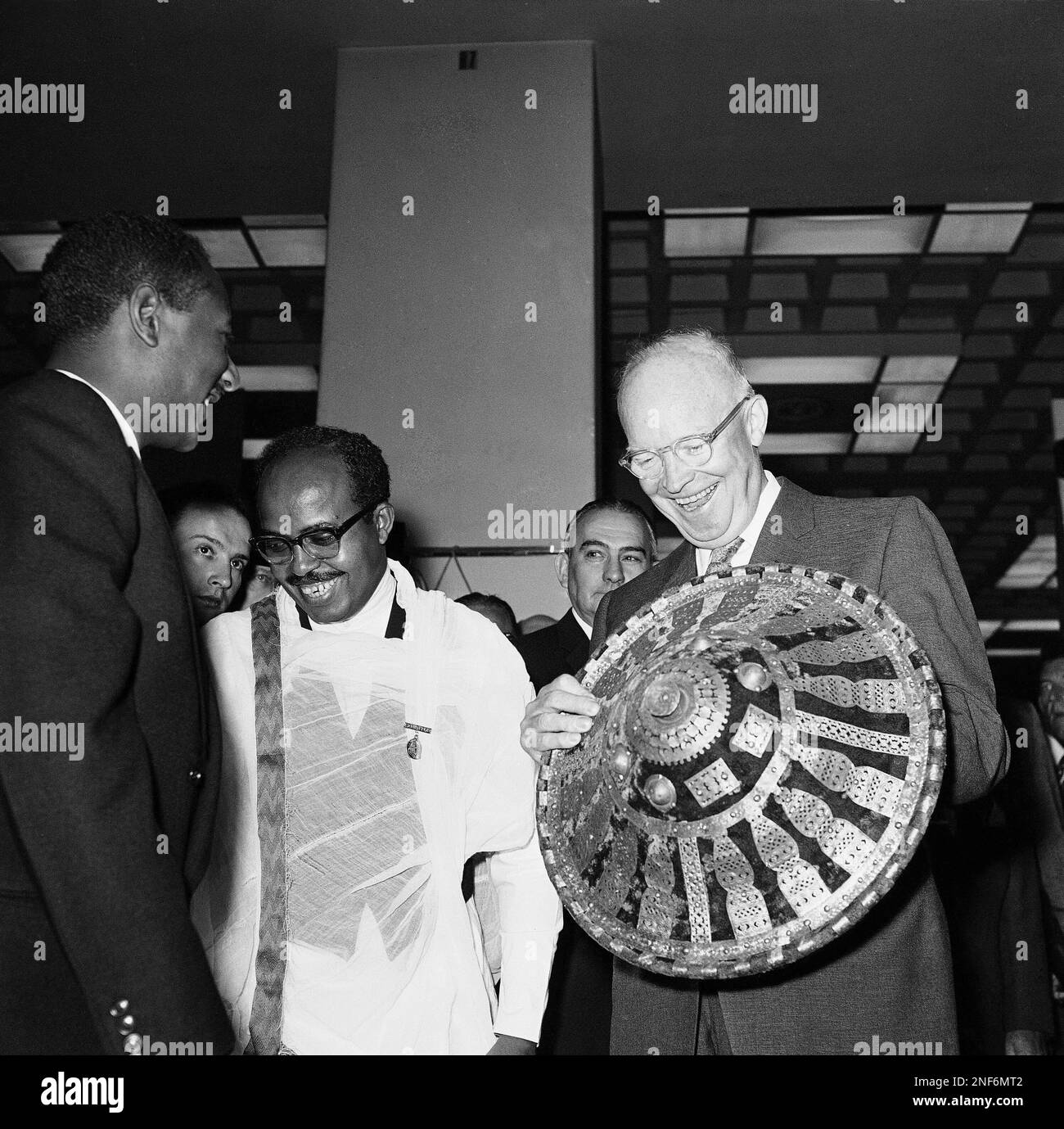 President Dwight Eisenhower shows his pleasure on receiving an ...
