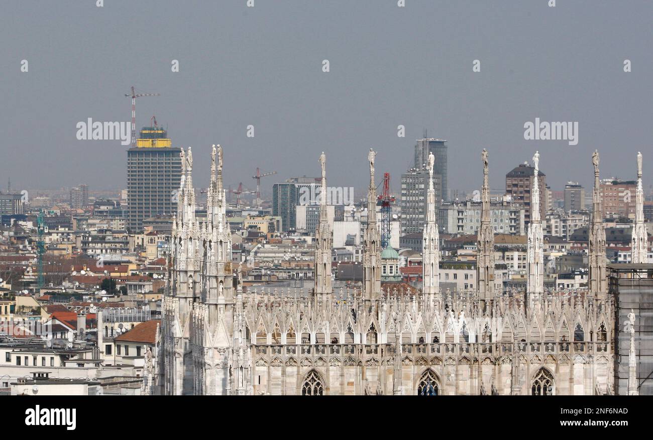 A view of the Milan's gothic cathedral known as Duomo, in Milan, Italy ...