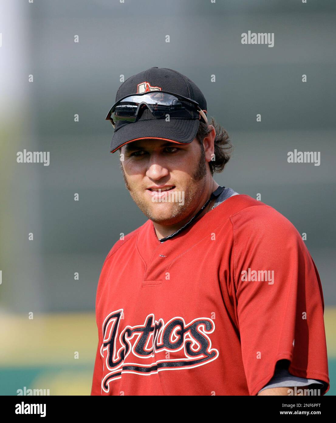 Houston Astros' Lance Berkman waits to take batting practice before the ...