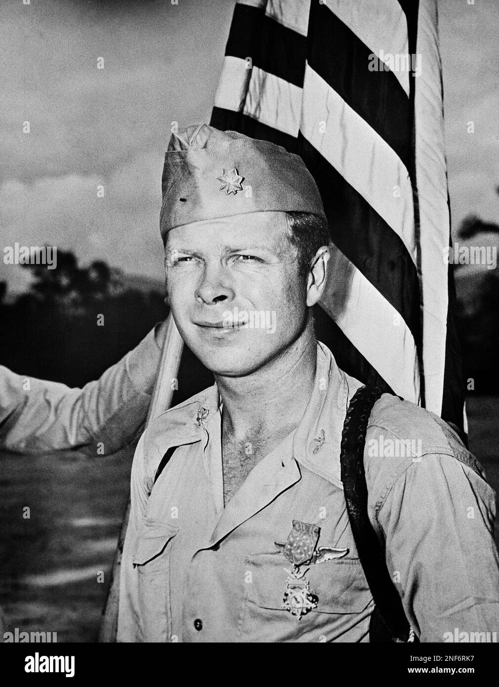 Major Richard Bong, leading American air ace, with 40 Jap Planes show ...