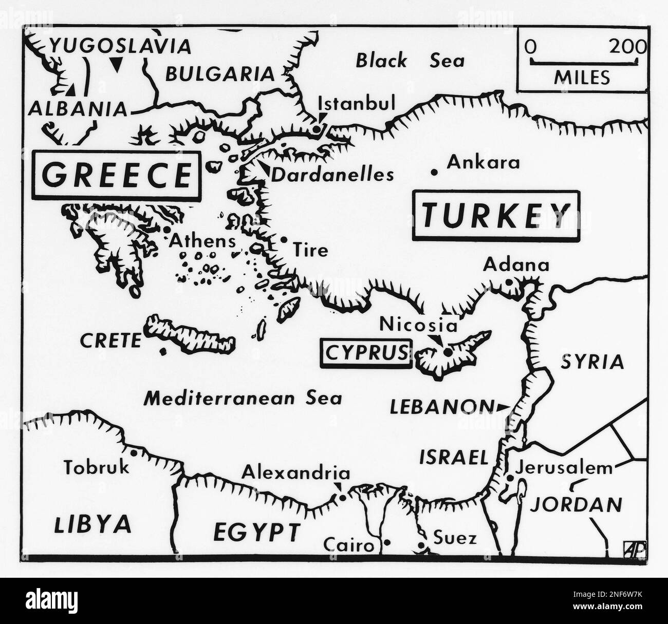 This map of the Eastern Mediterranean area countries involved in the ...