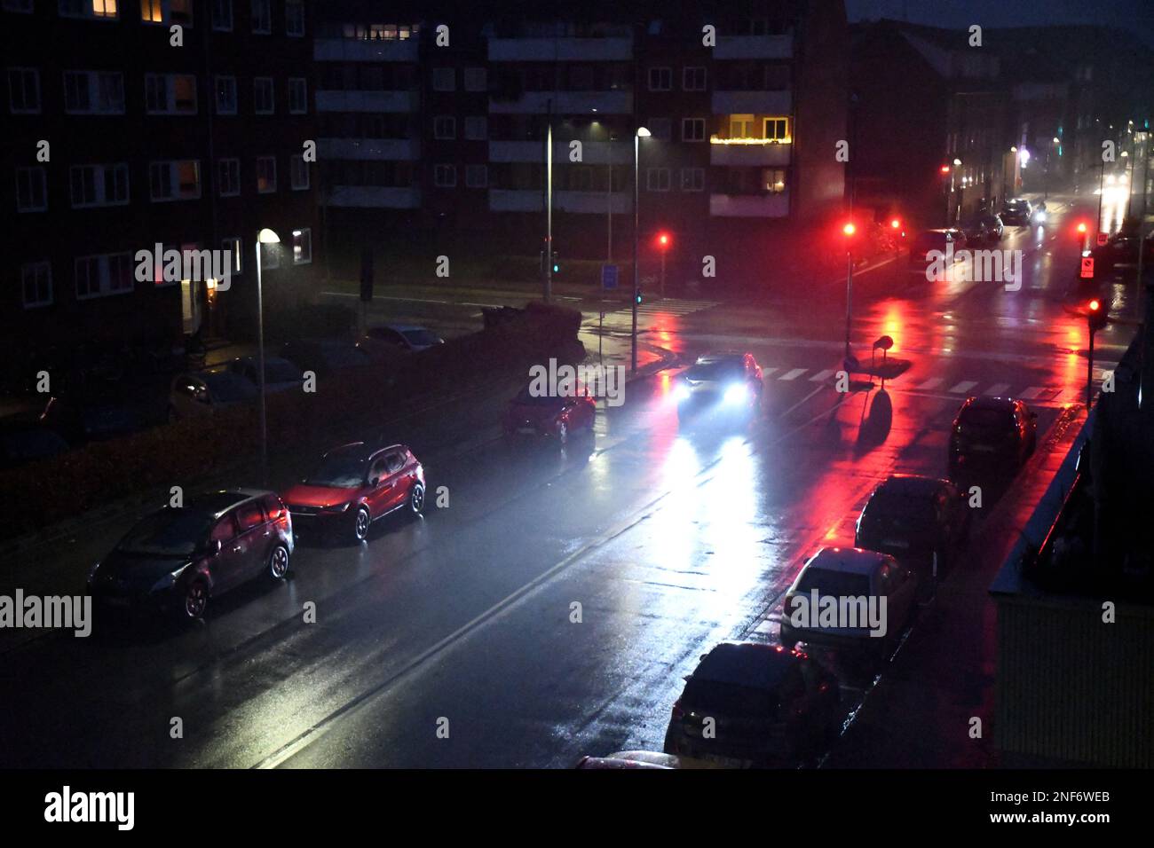 Copenhagen /Denmmark/17 February 2023/ Rainy weathrr in danish capital ...