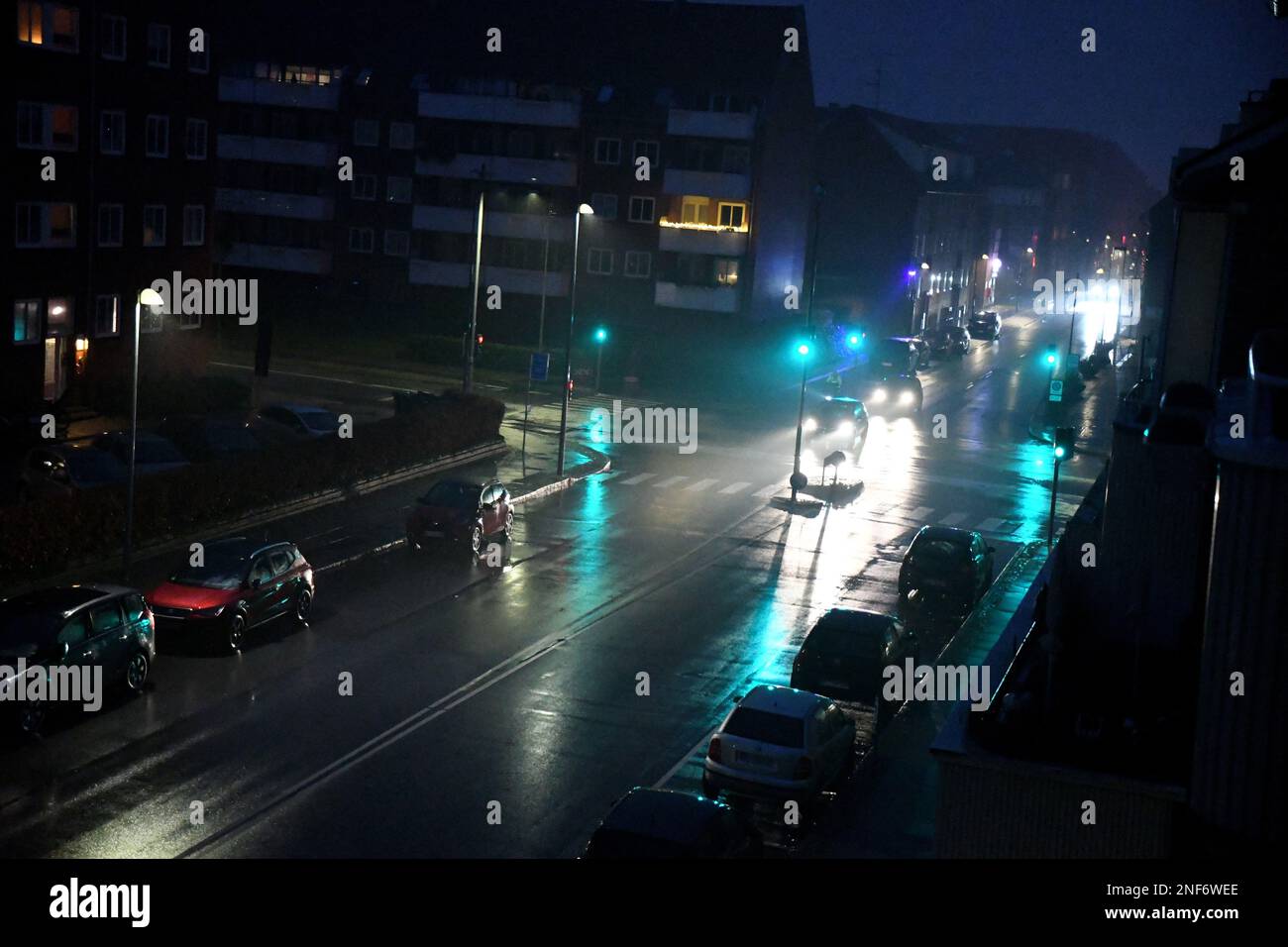 Copenhagen /Denmmark/17 February 2023/ Rainy weathrr in danish capital ...