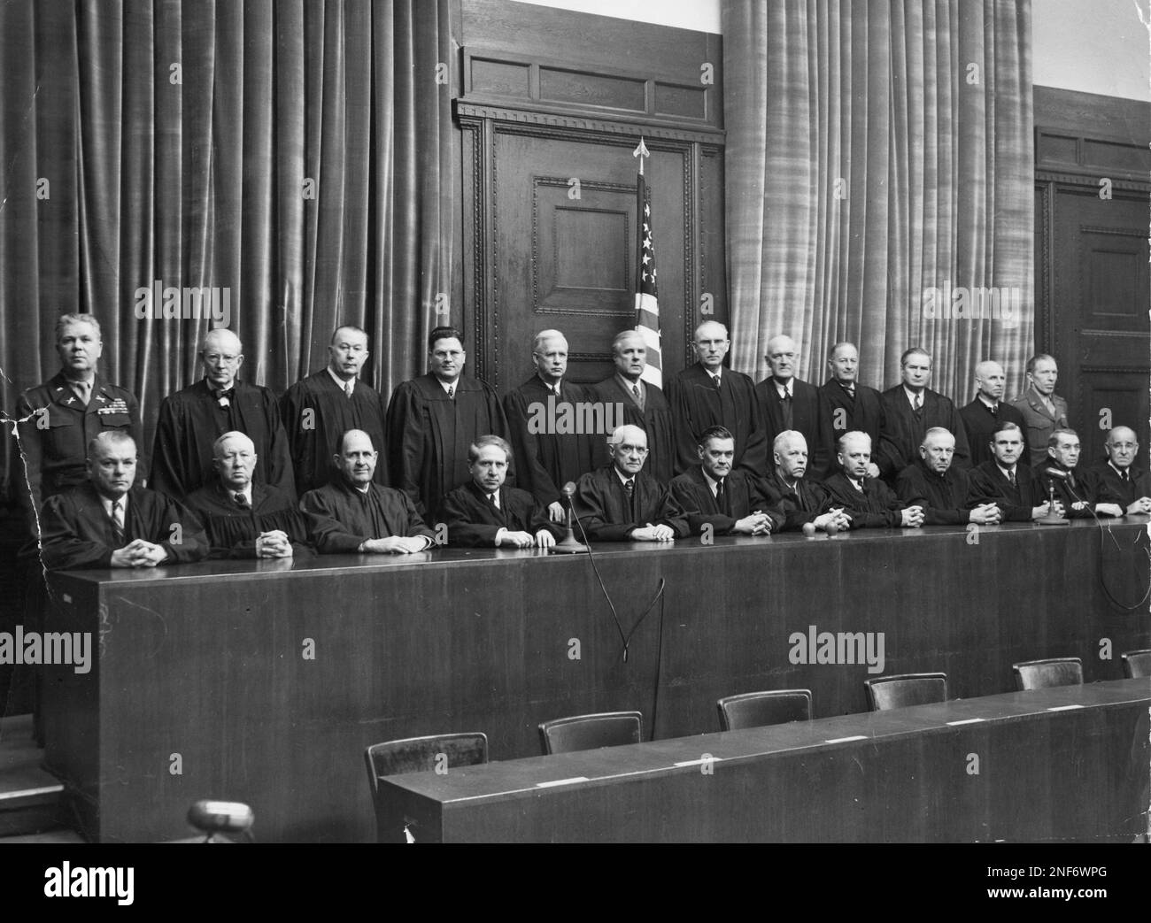U.S. American judges of the OMGUS Military Tribunals, hearing the ...