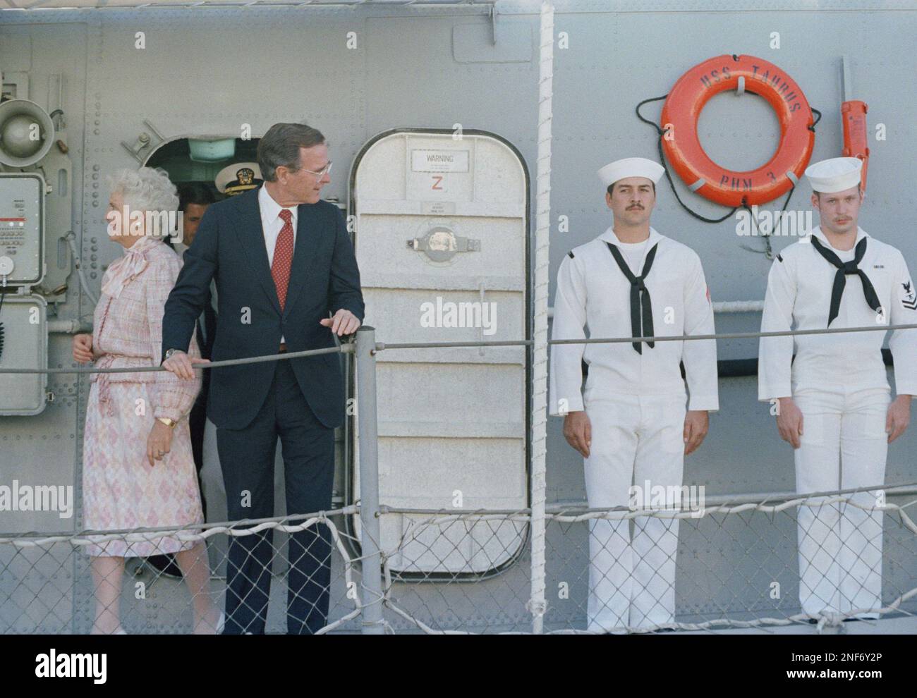 President George H. Bush in Miami for tour of U.S. Coast Guard Station ...