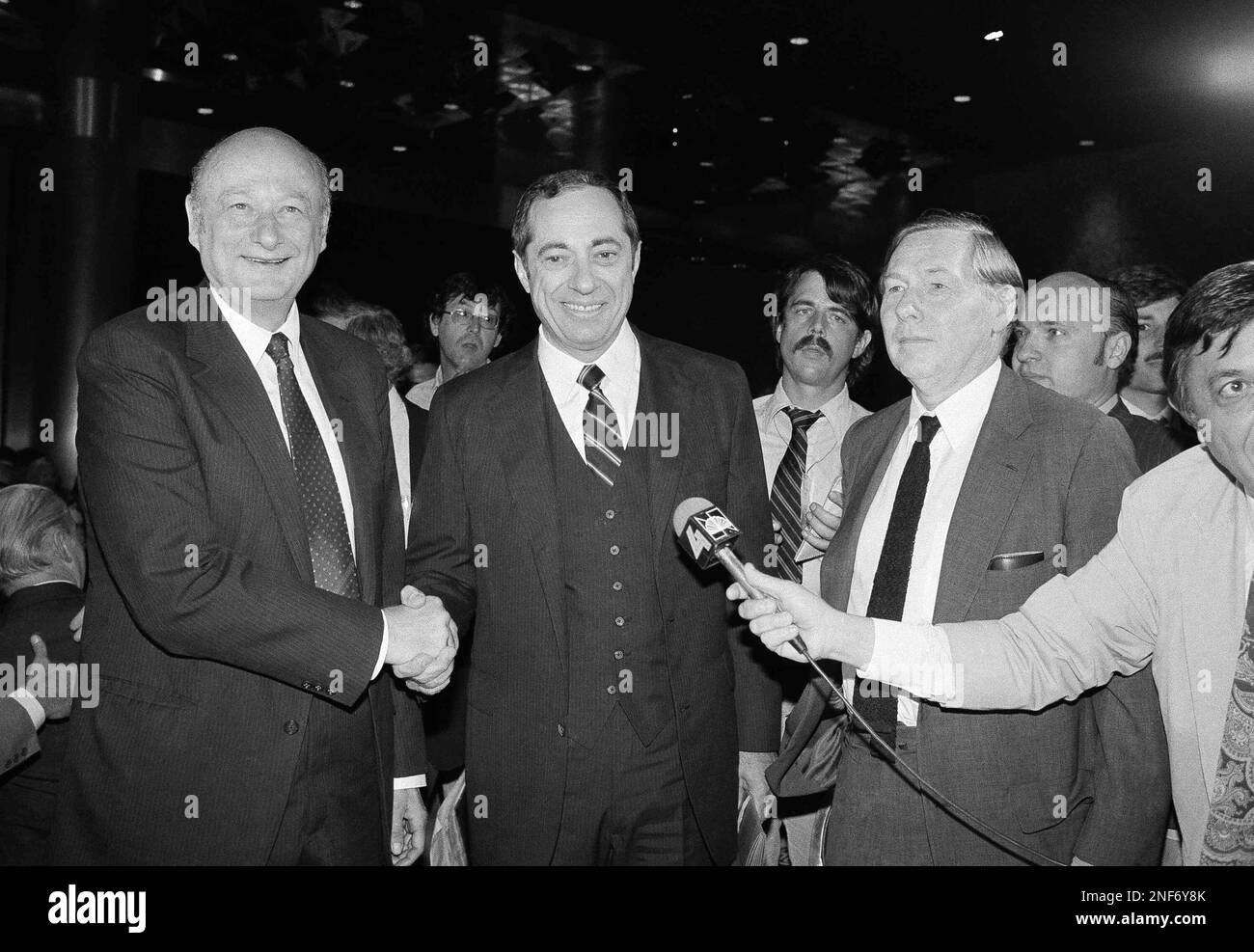 Authority standing smiling face to face communication Black and White ...