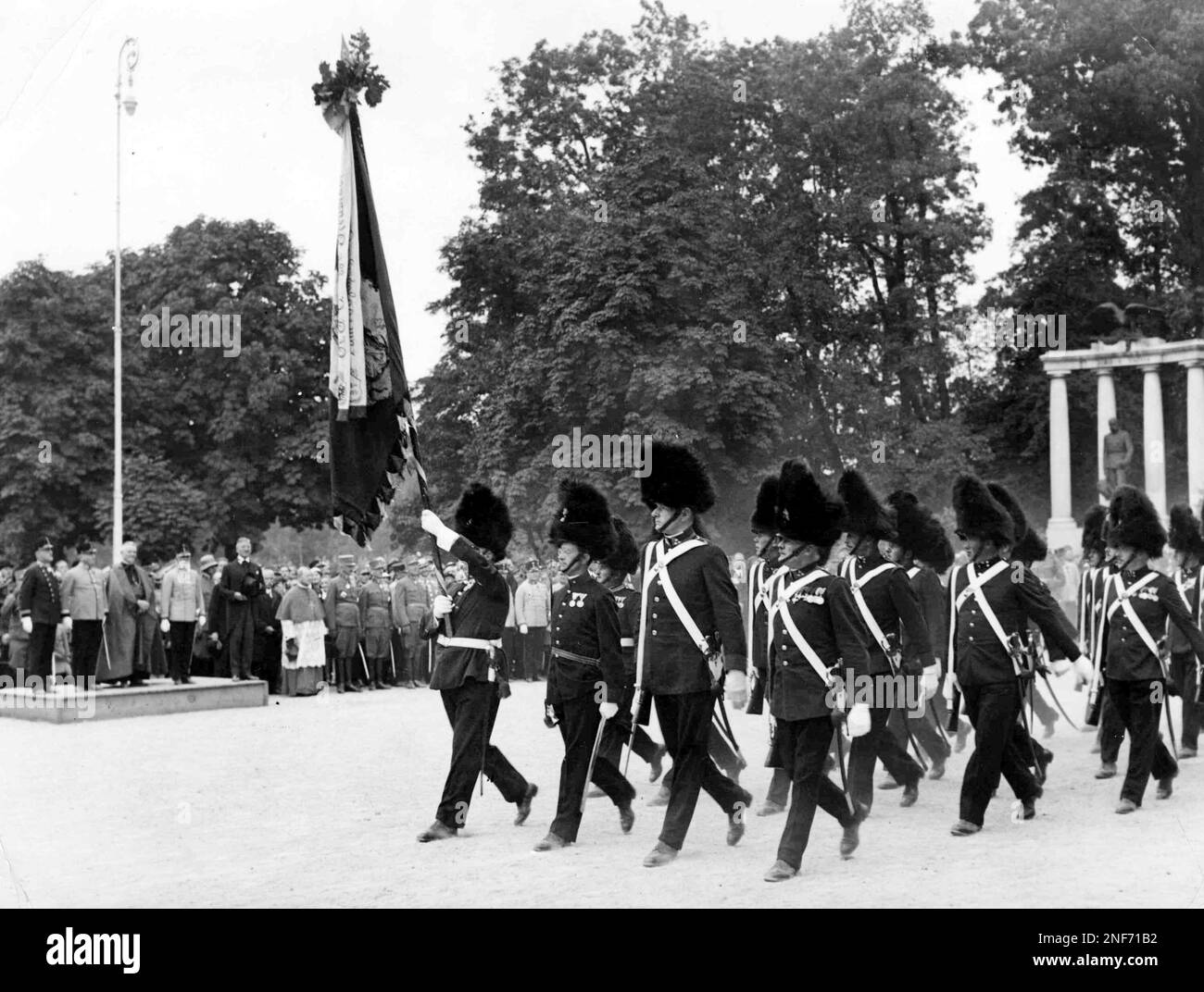 Officers and men, wearing the uniforms of the historic Wiener Neustadt ...