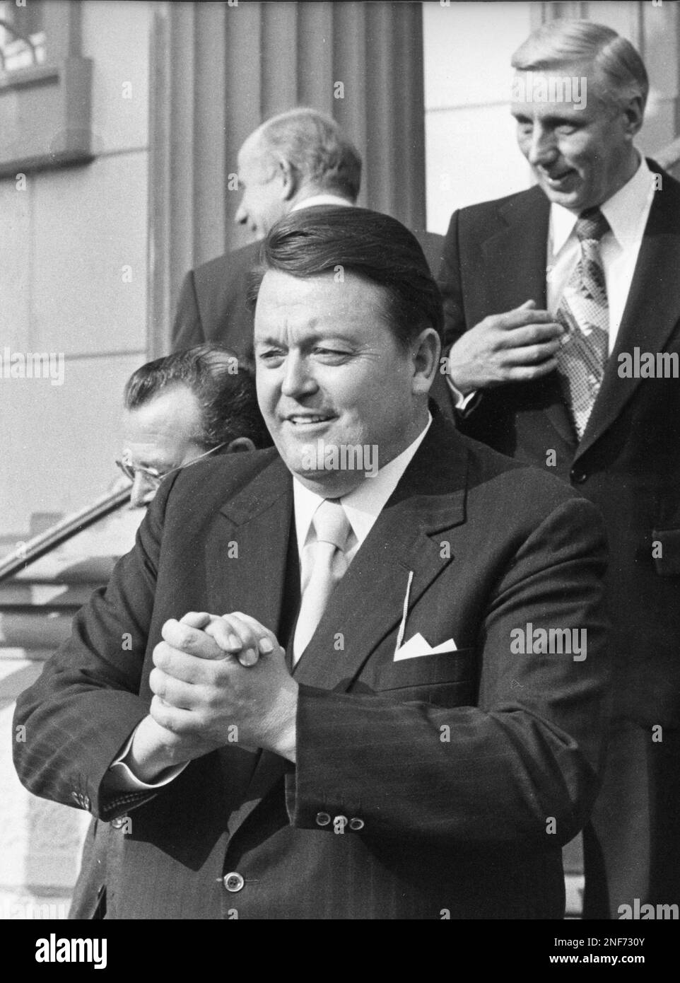 State governor Holger Boerner, clasps his hands after introducing the ...