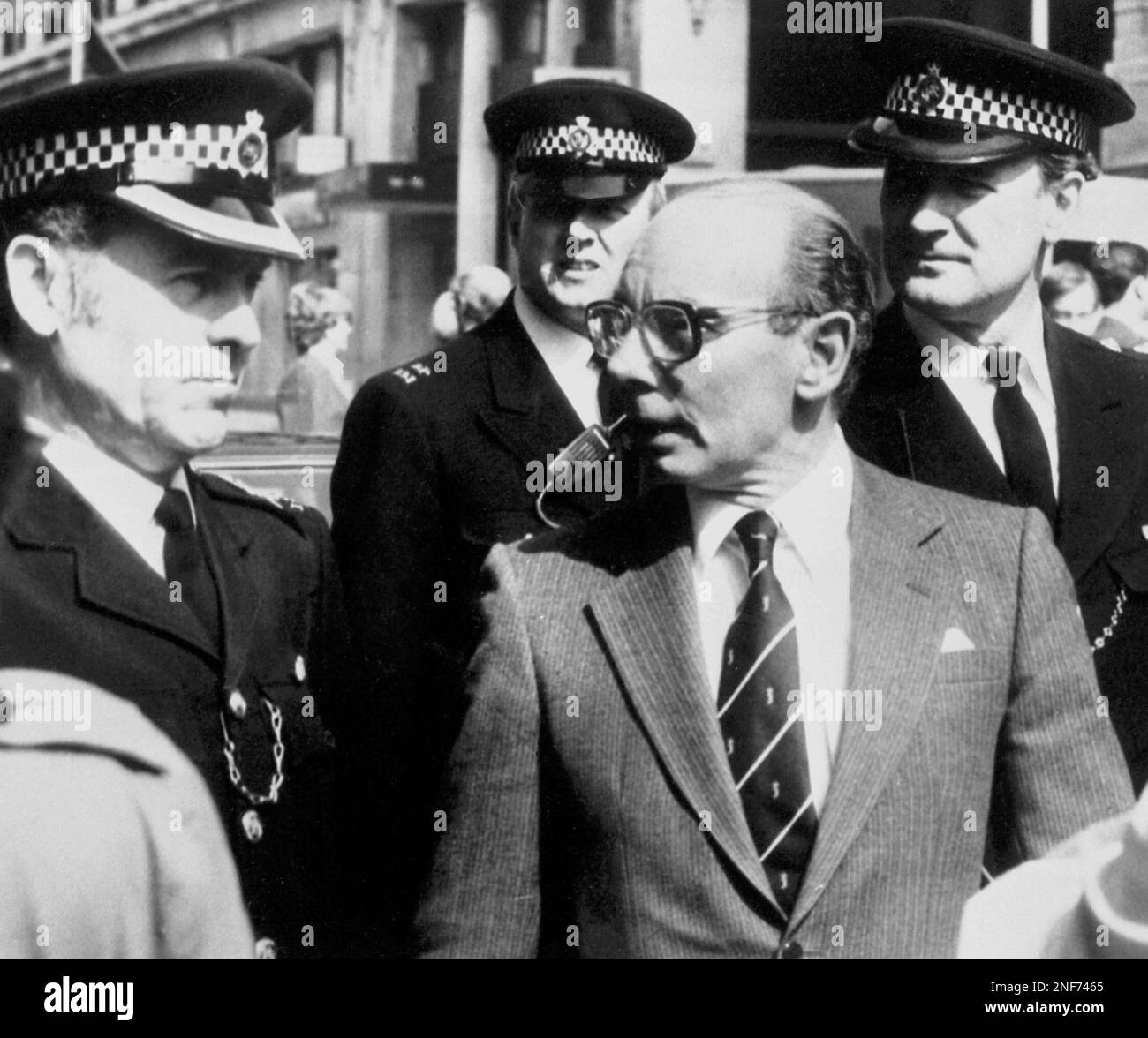 Britain's Metropolitan Police Commissioner, Sir Kenneth Newman (second ...