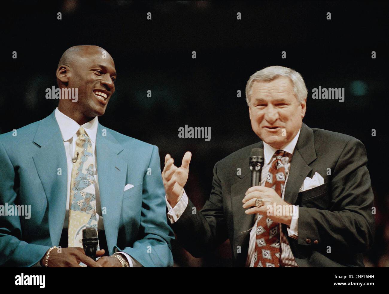 Former Chicago Bulls great Michael Jordan shares a moment with Dean ...