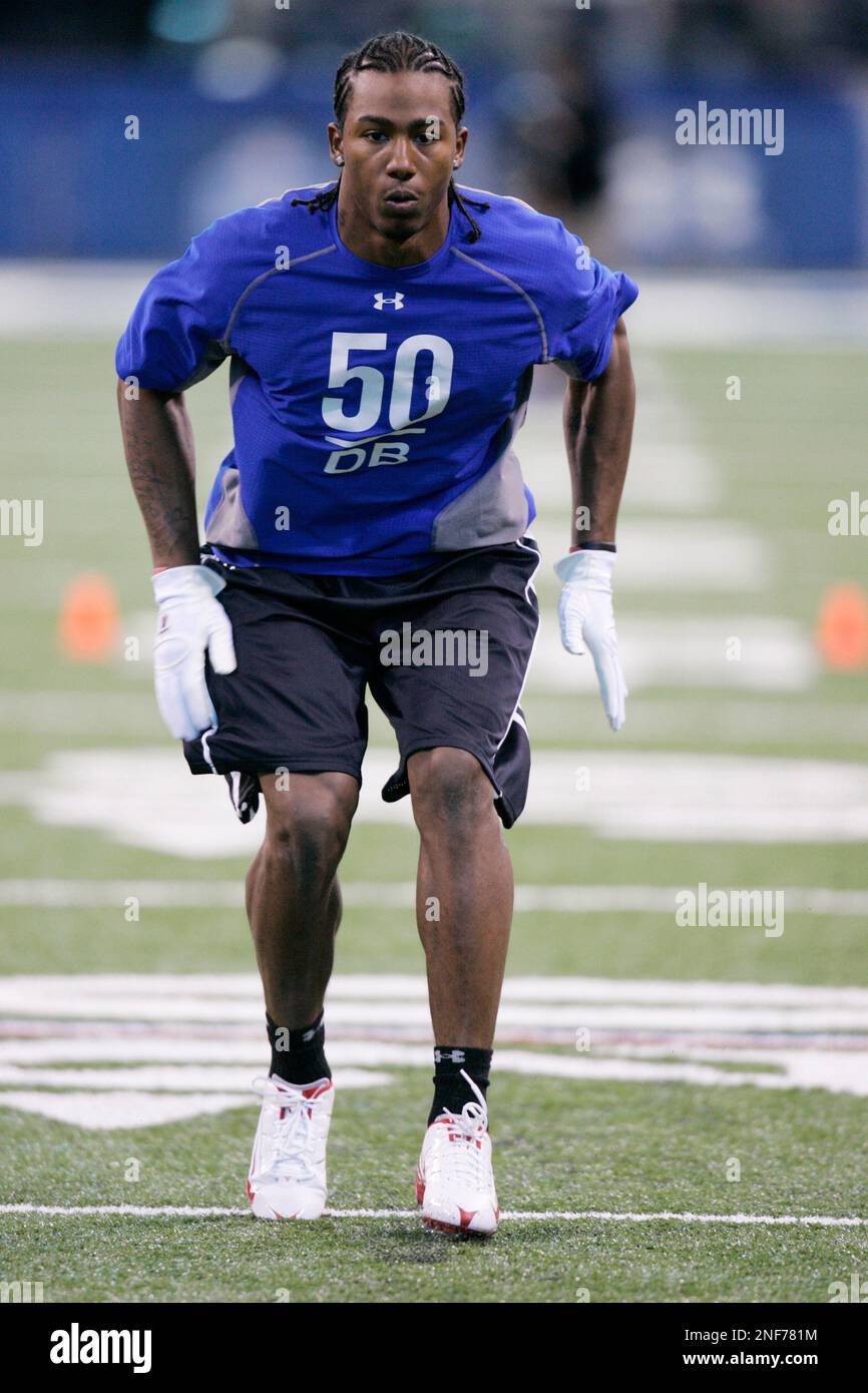 Utah defensive back Sean Smith runs a football drill at the NFL ...