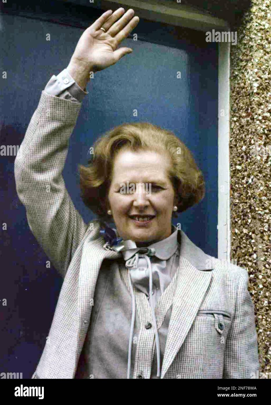 Britain's Conservative Party leader Margaret Thatcher waves to ...
