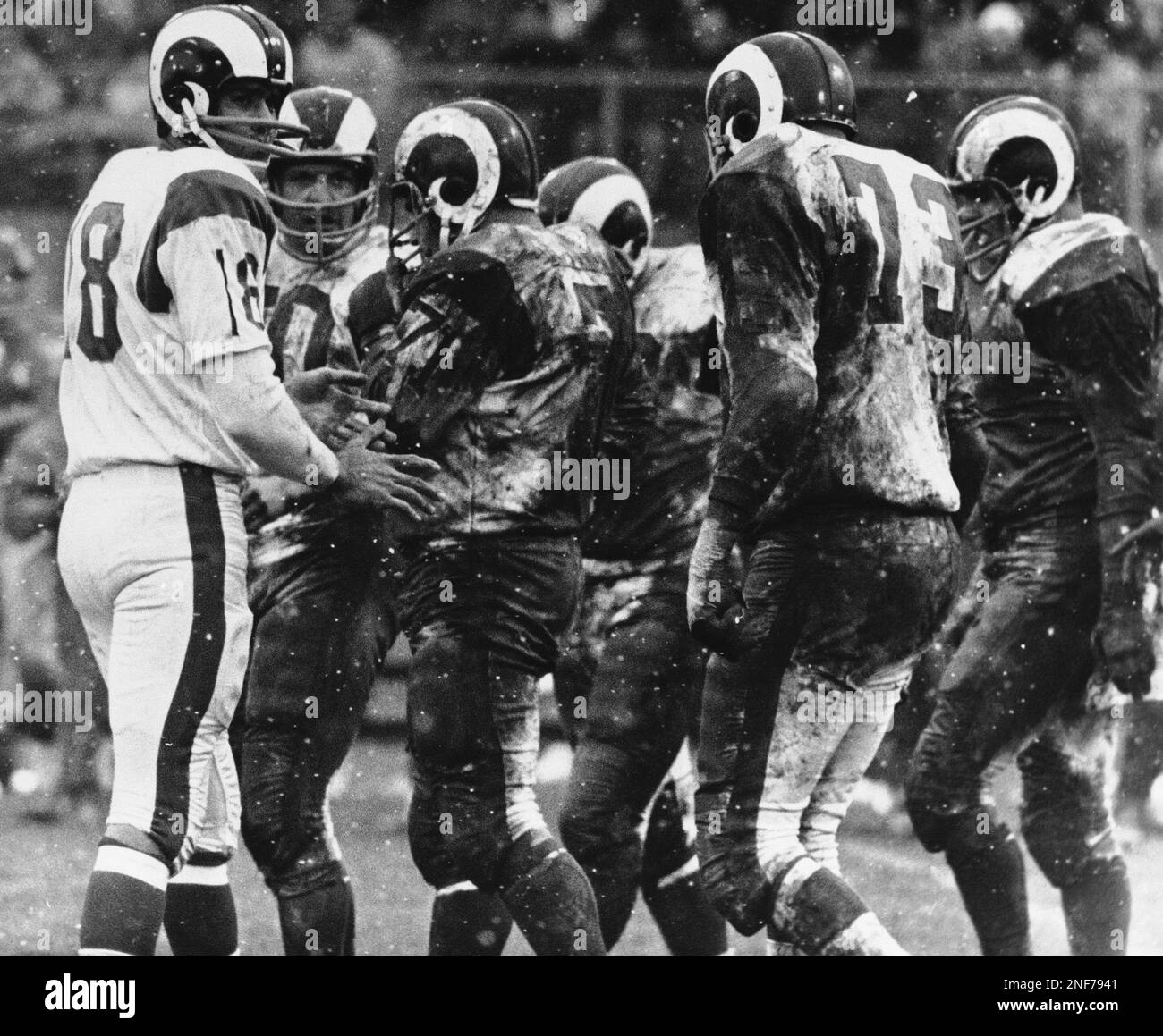 Los Angeles Rams’ quarterback Roman Gabriel (18), with the only clean ...