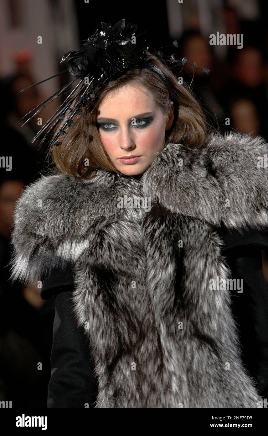 A model wears a creation by Portuguese fashion designer Fatima Lopes as ...