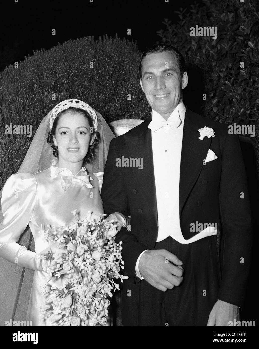 Tom Tyler, cowboy screen actor, right, and Jeanne Martel, actress, are ...