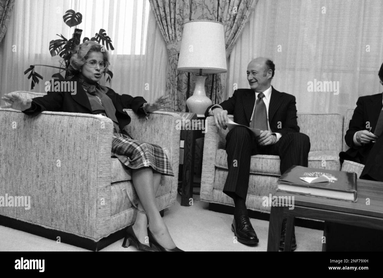 New York's Mayor Edward Koch, right, holds the hand of Housing and ...