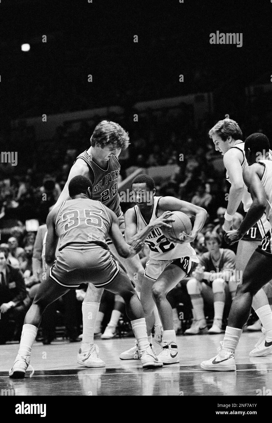 Villanovas Gary McClain (22) looks for a way out of a tight situation ...