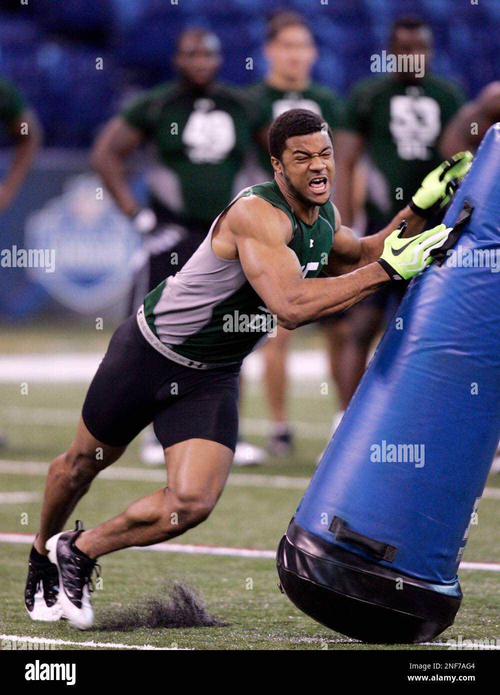 Virginia Tech defensive lineman David Martin runs a football drill at ...