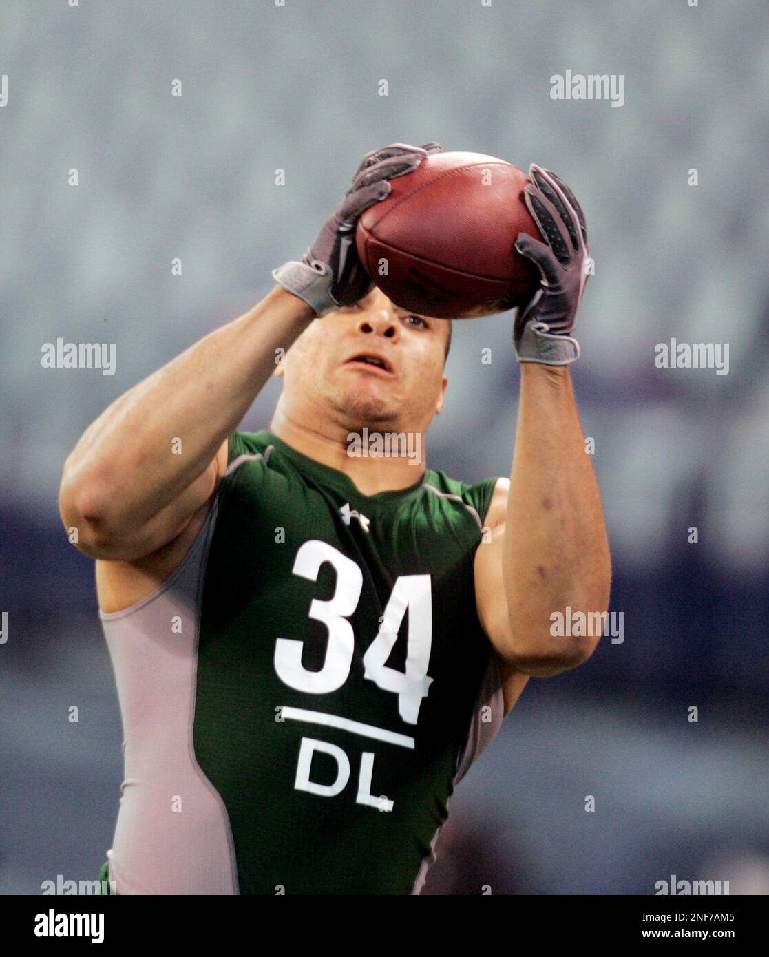 Virginia Tech defensive lineman David Martin runs a football drill at ...