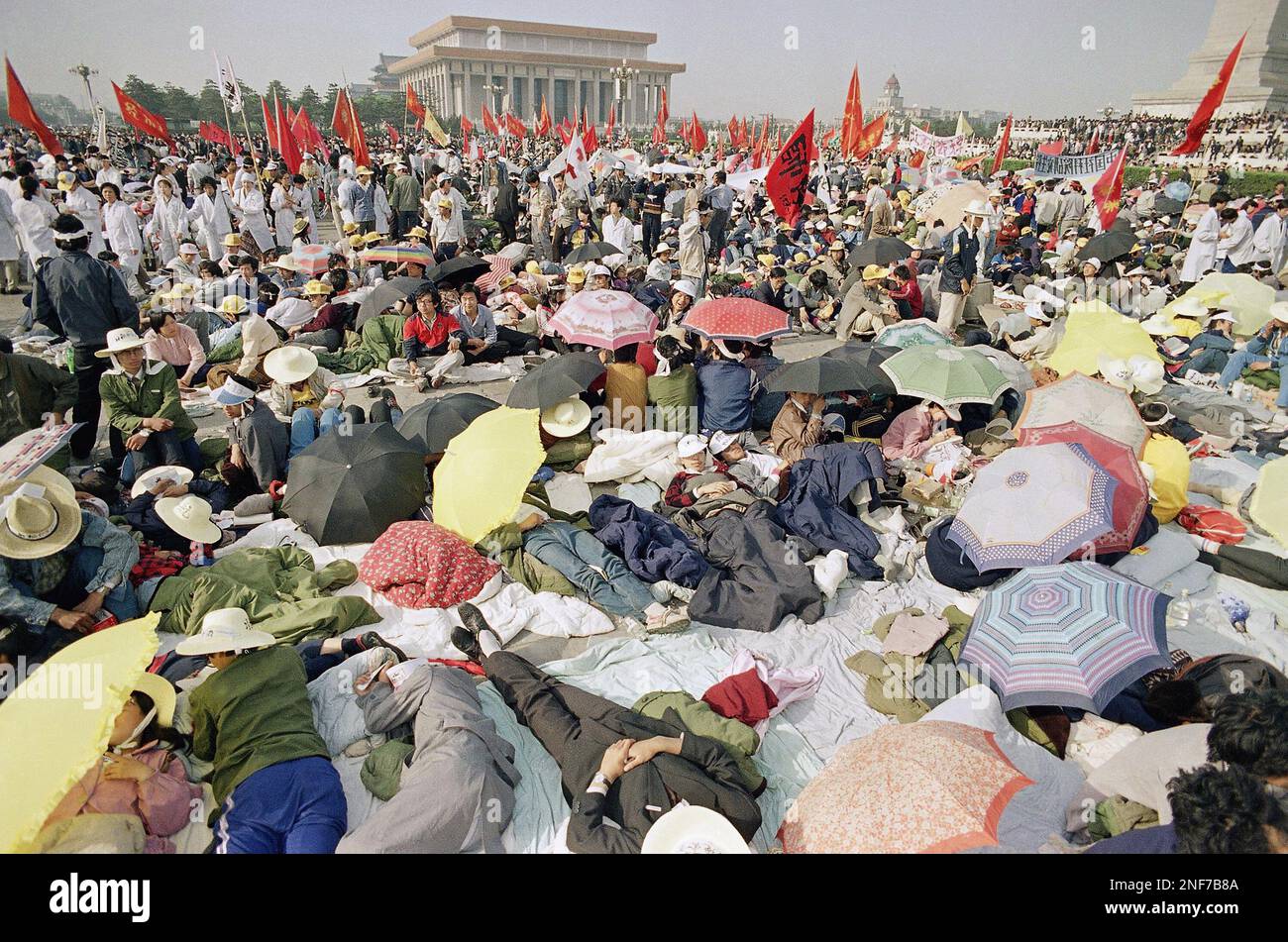 Beijing University students relax in Tiananmen Square as their hunger ...
