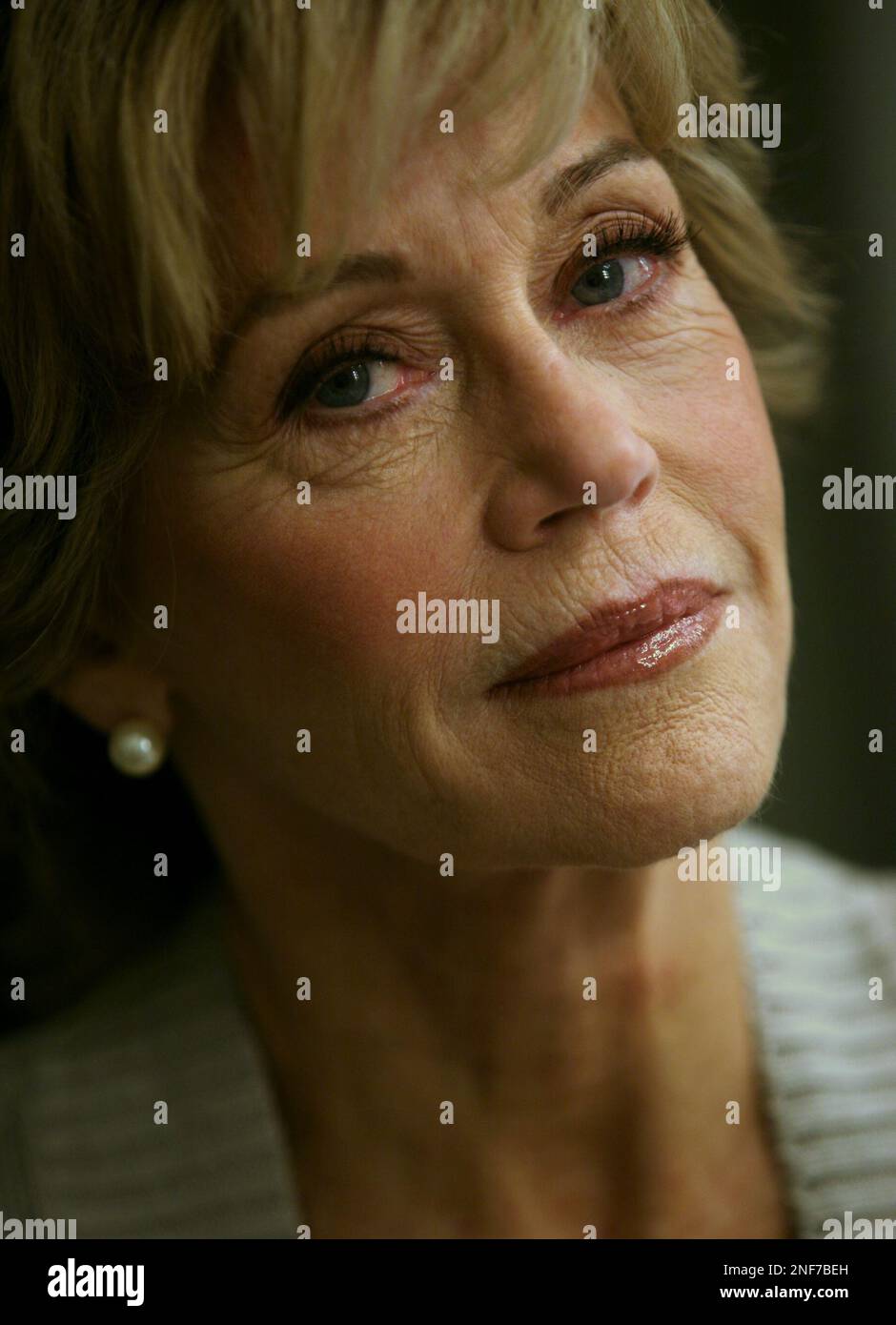 Jane Fonda poses in her dressing room at the Eugene O'Neill Theatre in ...