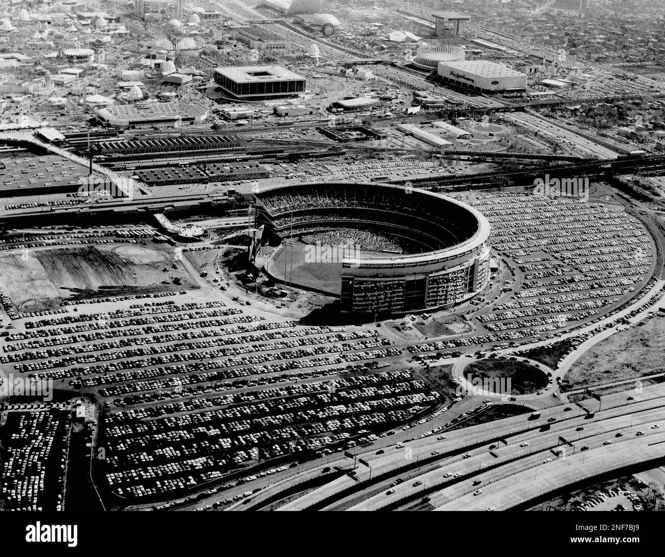 Shea Stadium opens with traffic jams in New York, April 18, 1964. Near ...