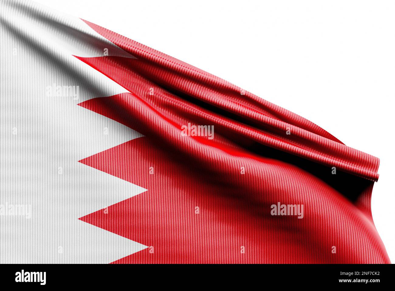 The national flag of Bahrain from textiles on pole, soft focus. 3D ...