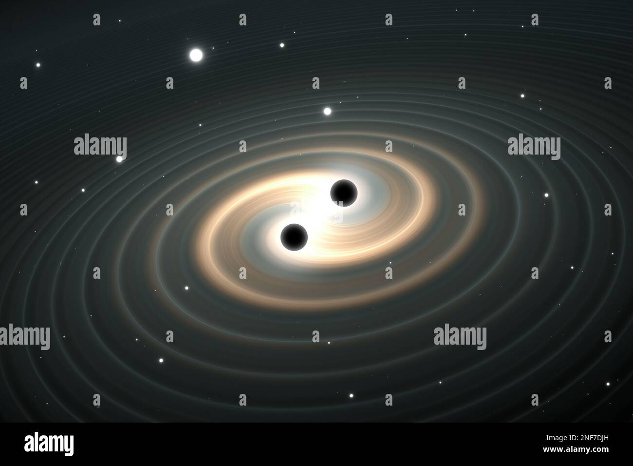 Gravitational Waves From Merging Black Holes 3d Illustration Stock