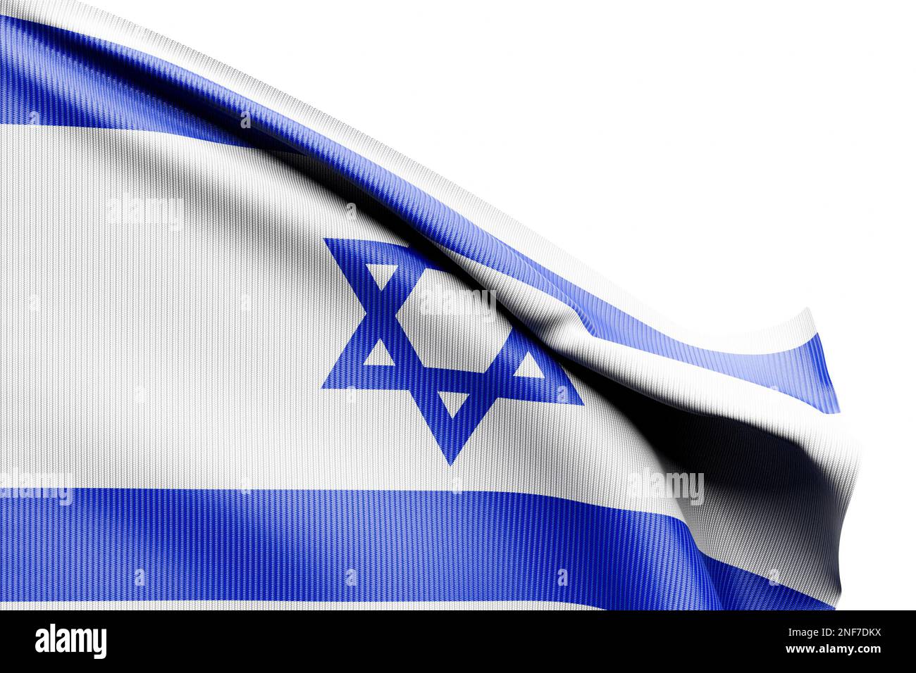 The national flag of Israel from textiles on pole, soft focus. 3D ...