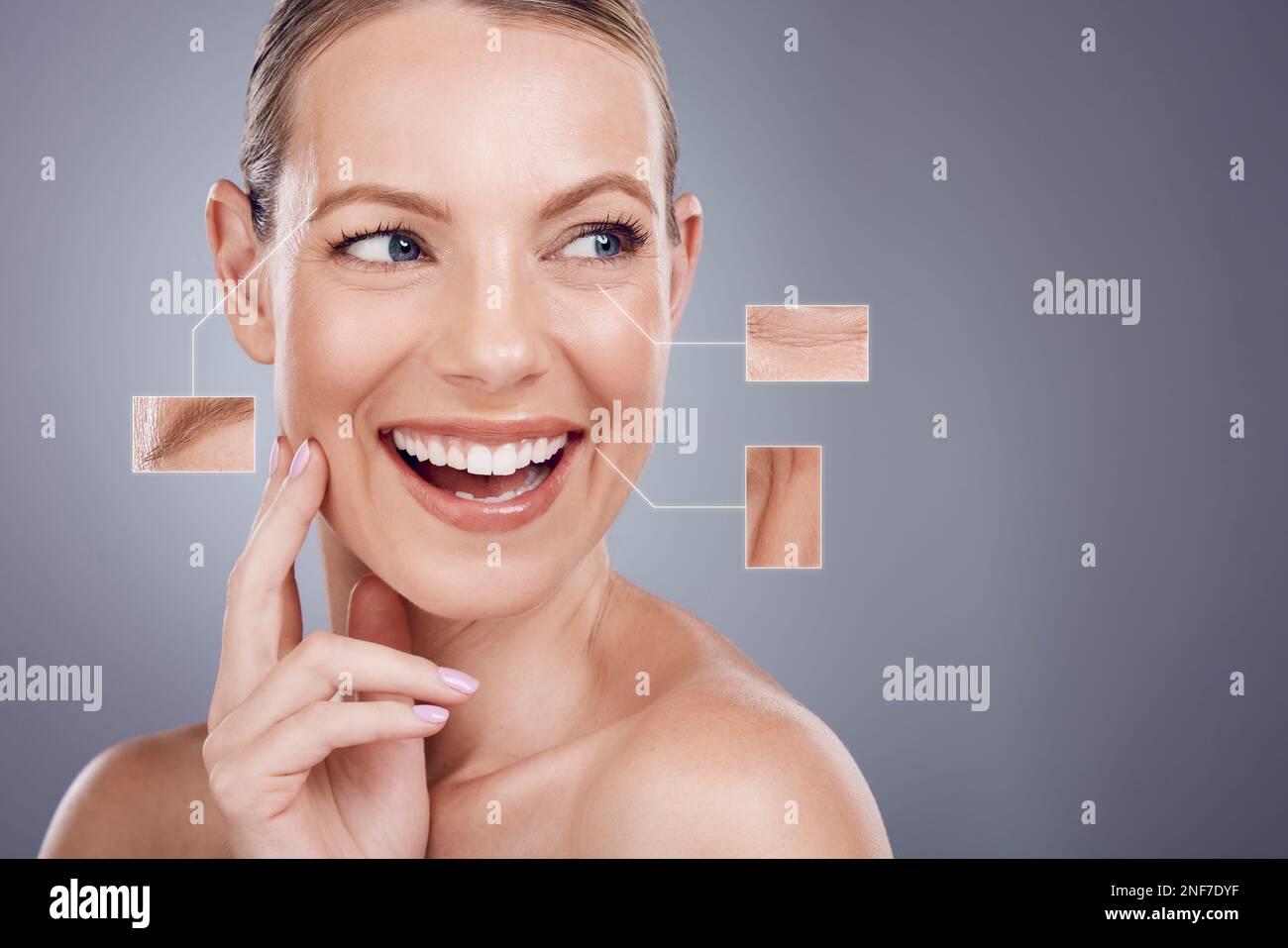 Beautiful woman face zoom wrinkles hi-res stock photography and images ...