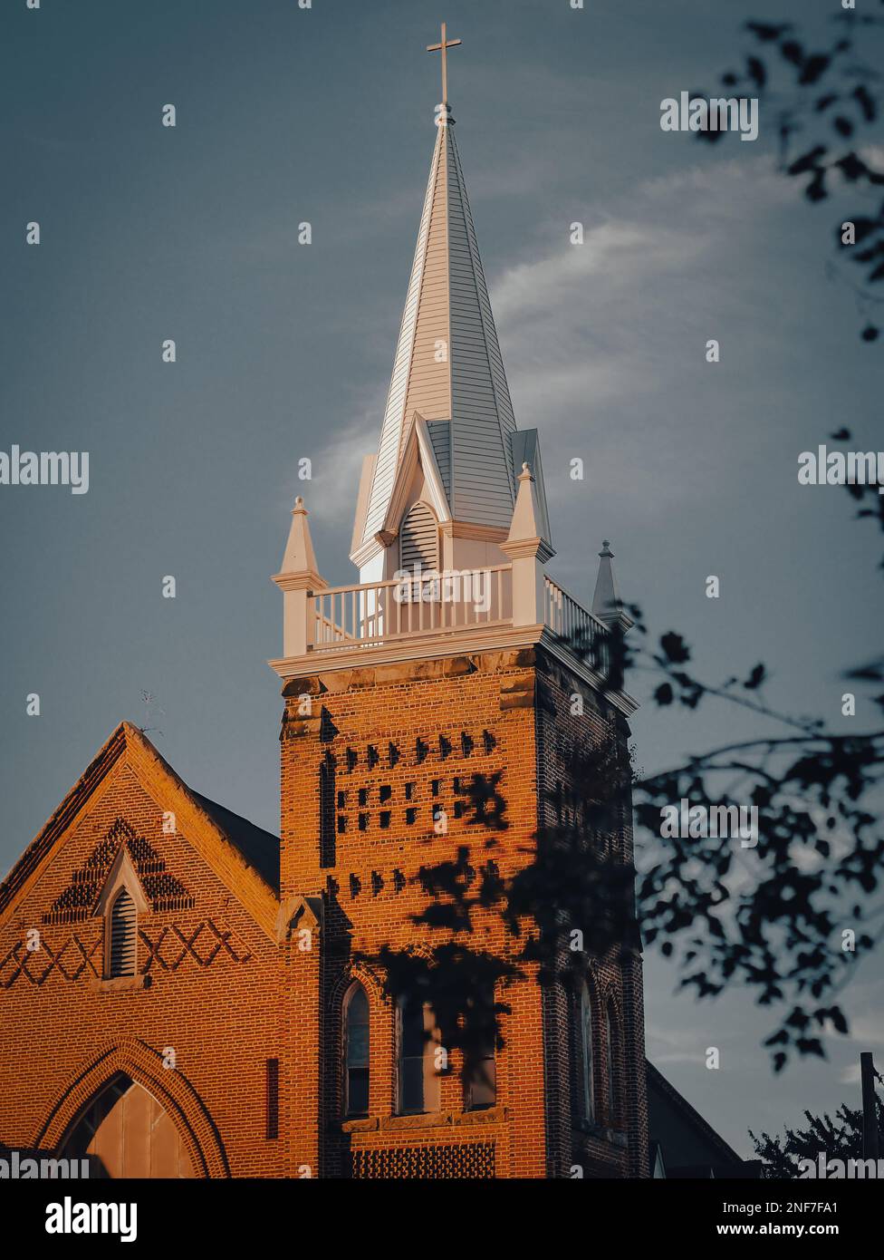 A church building facade under blue sky Stock Photo - Alamy