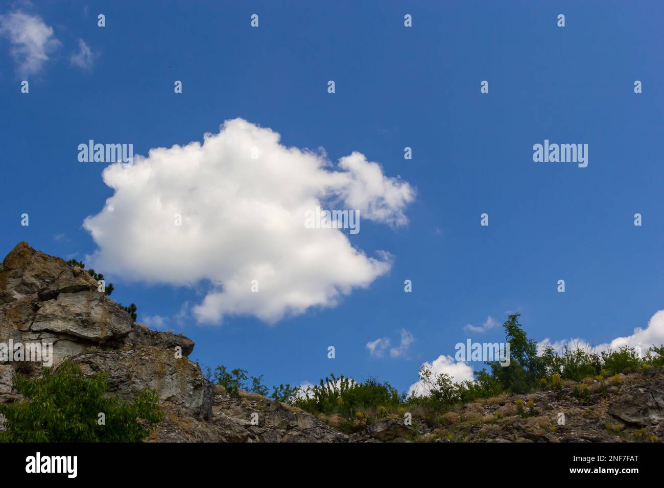 View ravine covered with greenery. Landscape valley with geological ...