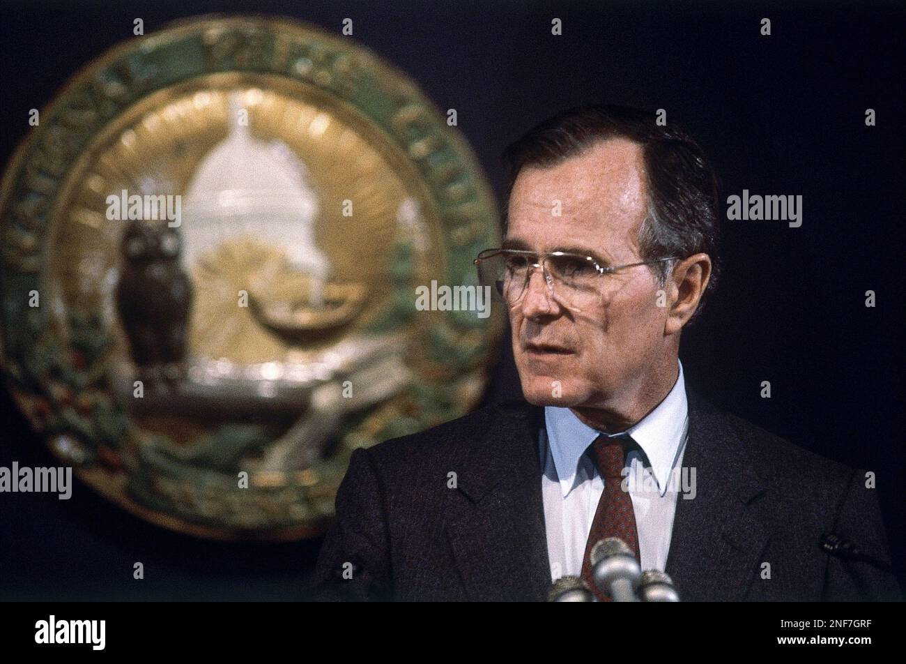 U.S. Vice-President George H. Bush speaking, Feb. 25, 1985. (AP Photo ...