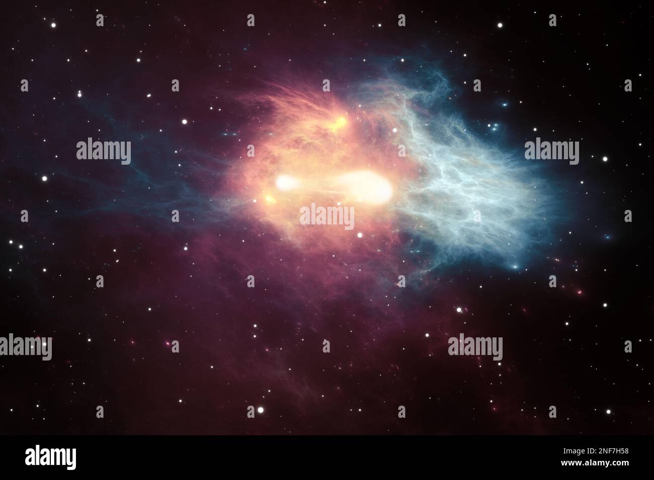 Deep space nebula. Giant interstellar cloud with stars. 3D illustration ...