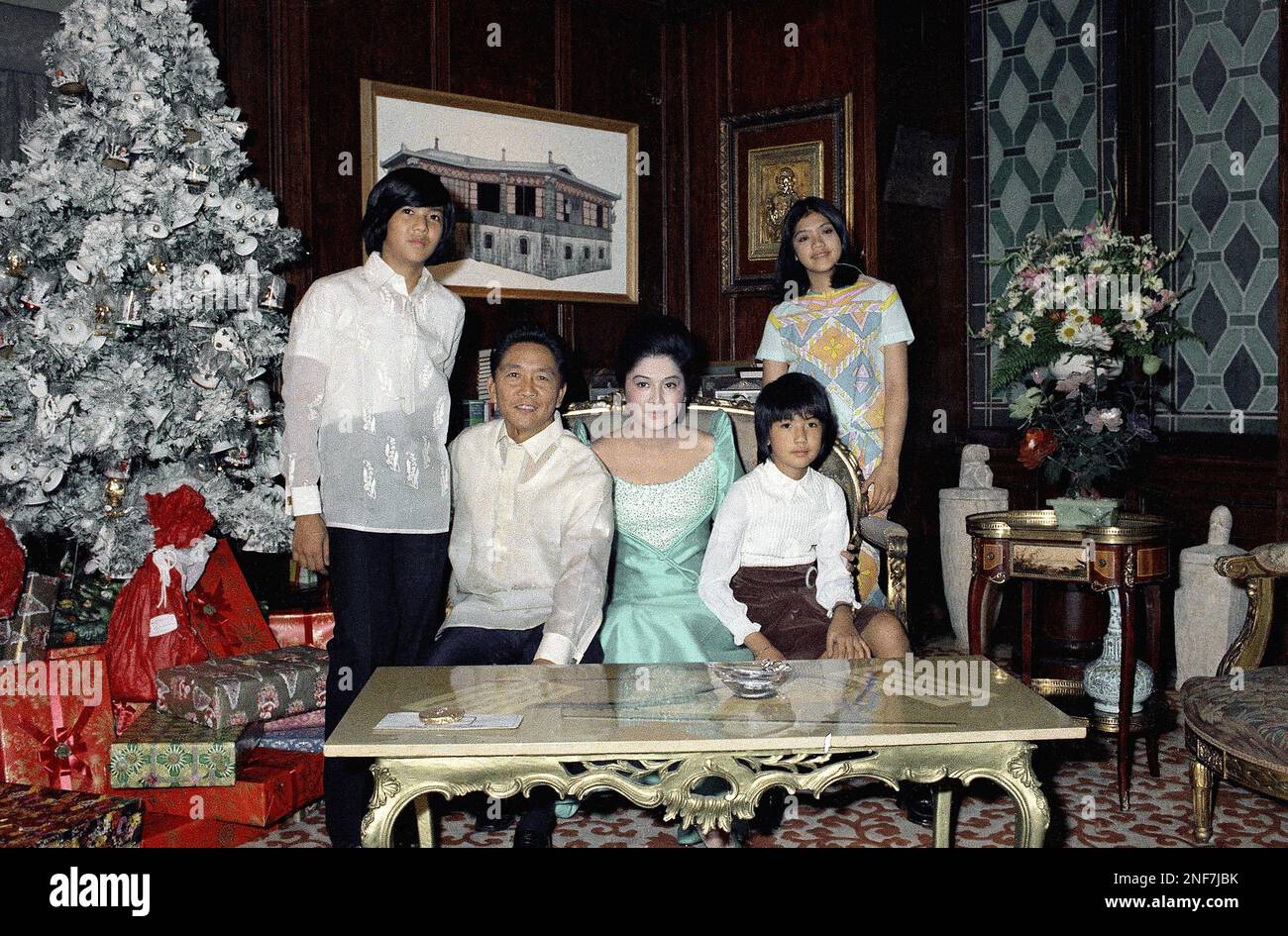 President Ferdinand Marcos, second from left, poses with his wife ...