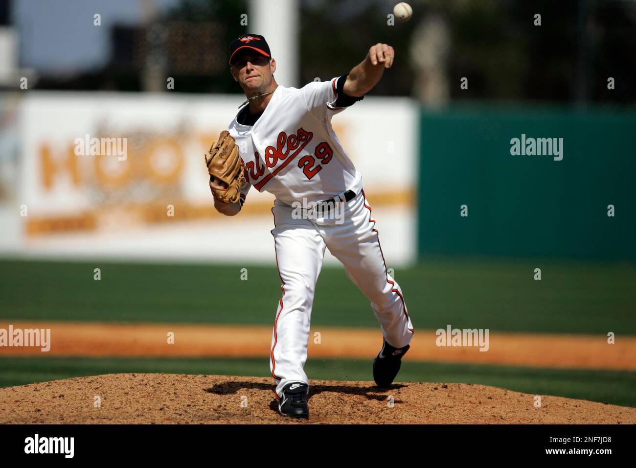 Baltimore Orioles pitcher Chris Waters throws during a spring training ...
