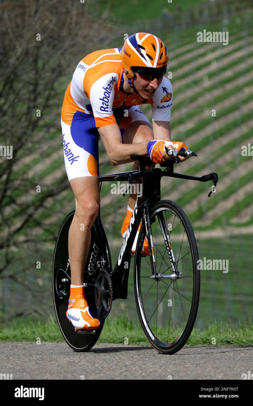 Team Rabobank's Bauke Mollema, of Netherlands, heads down from the ...