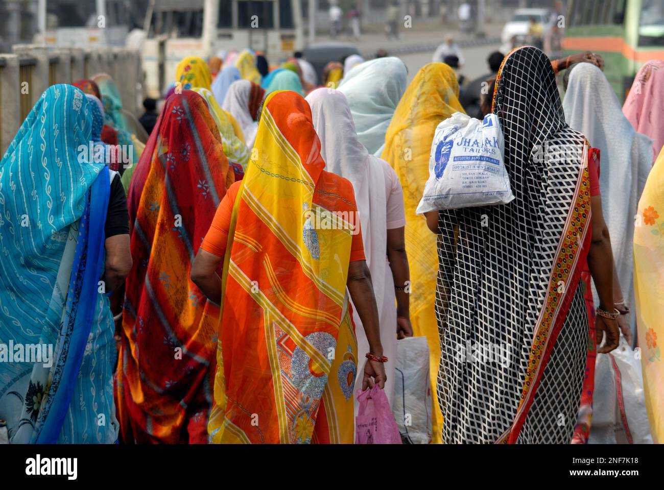 A group of woman in colorful dress at Indore city state Madhya Pradesh ...