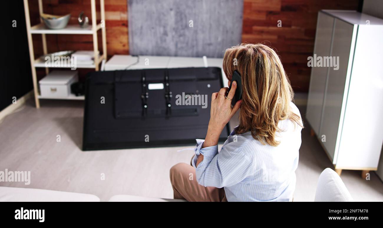 Broken Fallen TV On Television Damage Accident Stock Photo - Alamy